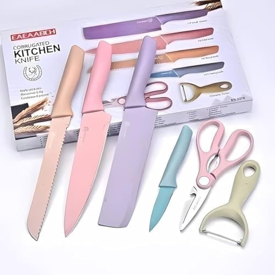 6 Piece Corrugated Kitchen Knife Set - Lifestyle Outlet